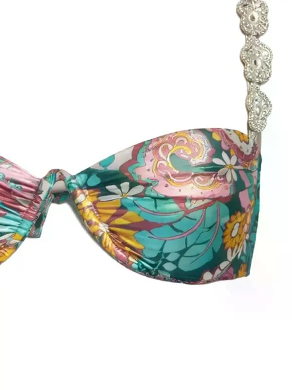 DEL MAAR Kaay Crochet Floral-print Bikini Top