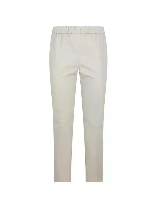 ENES Elasticated-waistband Leather Trousers - Neutrals