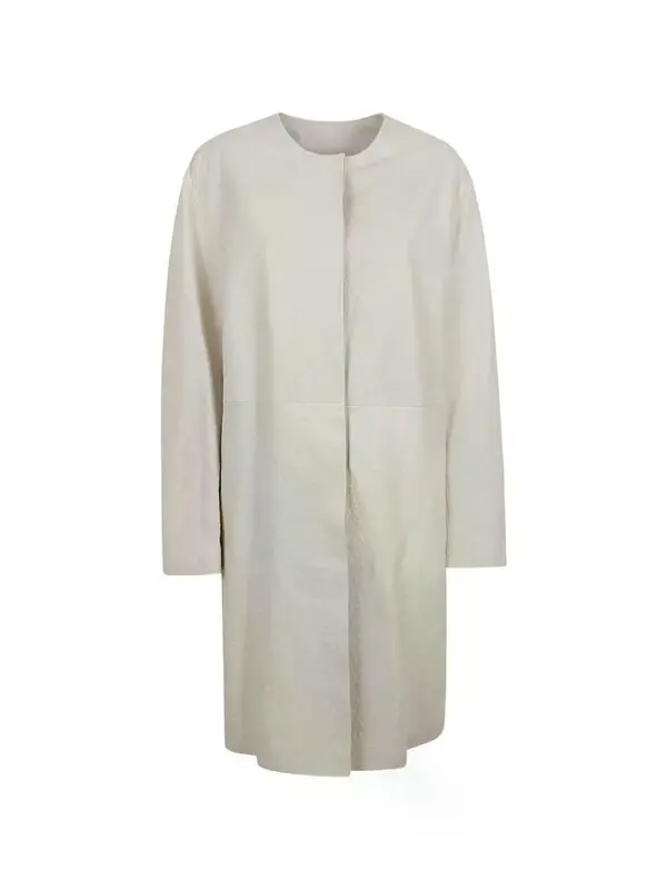LOULOU Yari Ostrich-effect Leather Coat - Neutrals