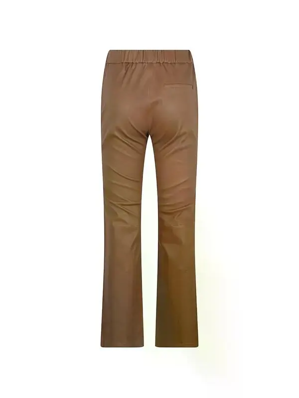 ENES Elasticated-waistband Leather Trousers - Neutrals