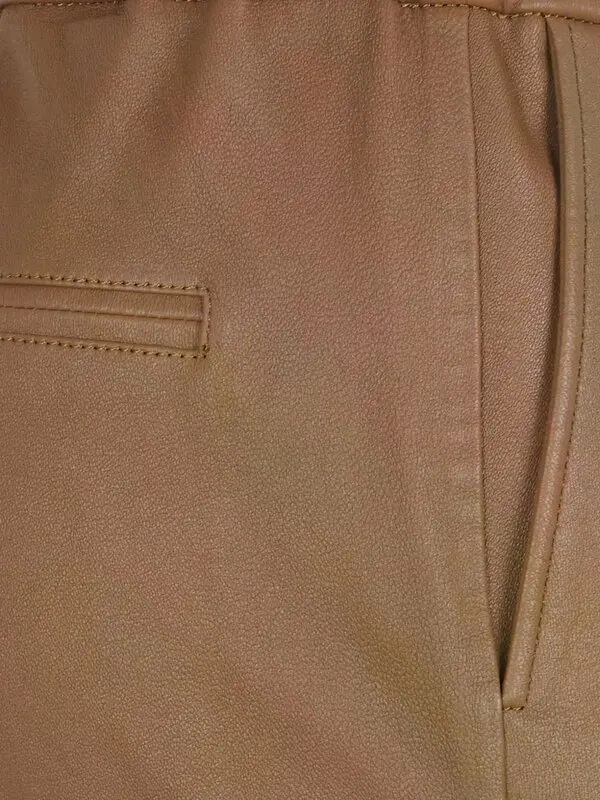 ENES Elasticated-waistband Leather Trousers - Neutrals