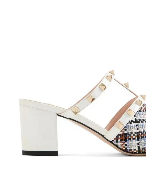 Valentino Garavani Rockstud Tweed Block Heel Sandals