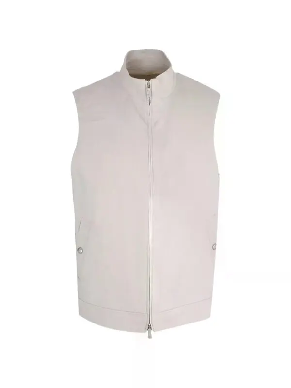 Eleventy Zip-up Linen Gilet - White