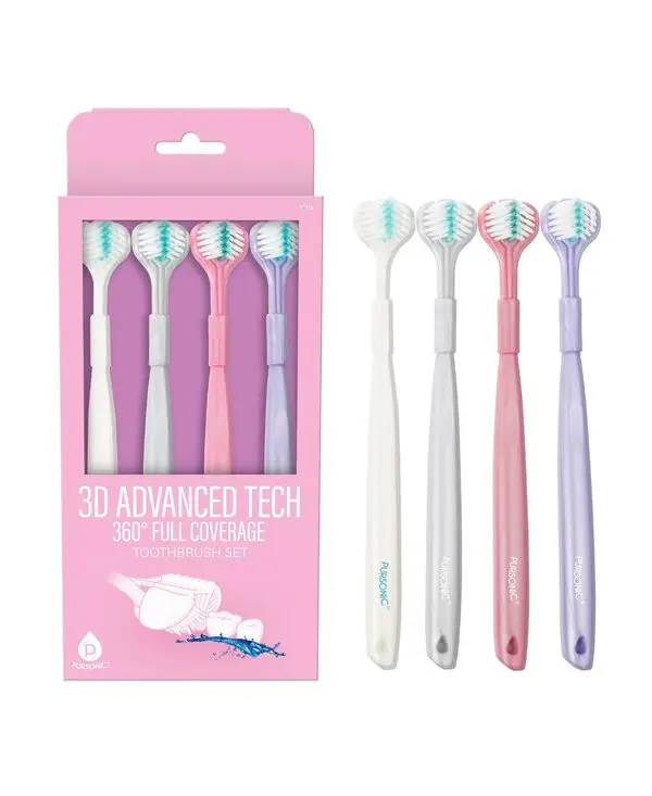 PURSONIC 3d Advanced Tech 360° Full Coverage Toothbrush Set - Pink