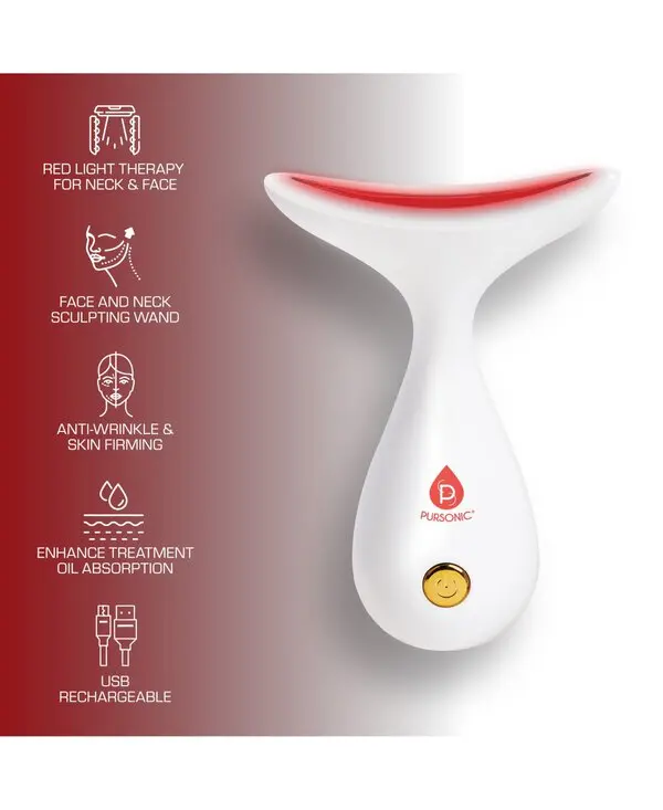 PURSONIC Led Light Therapy Neck And Face Sculpting Wand - White