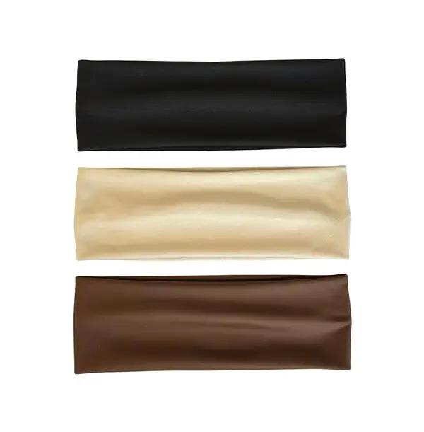 HEADBANDS OF HOPE Wide Headwrap Set Of 3 - Black,brown,cream