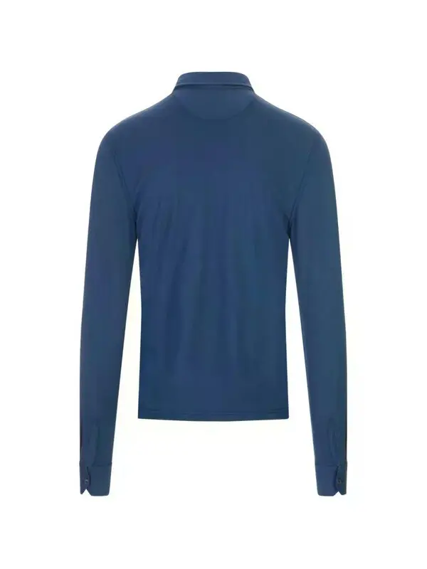 Fedeli Long-sleeve Polo Shirt - Blue