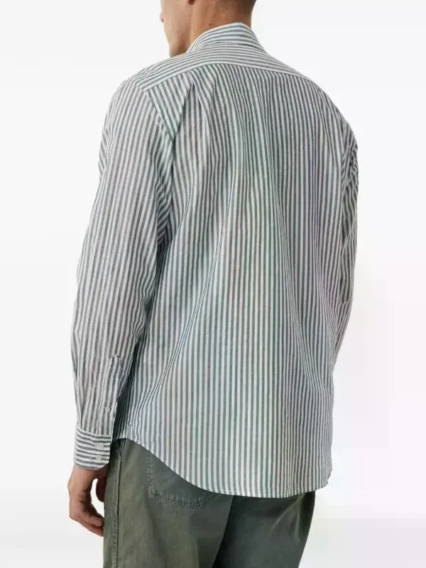 Hartford Paul Striped Chest-pocket Shirt - Blue