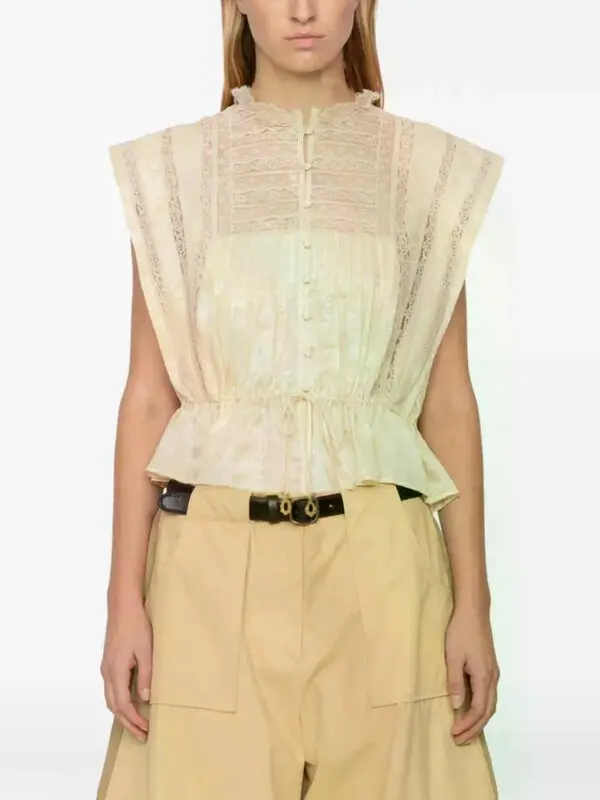Sea Lace-panelled Pintuck Blouse - Neutrals