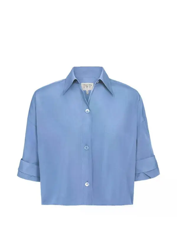 TWP Cropped Button-up Shirt - Blue