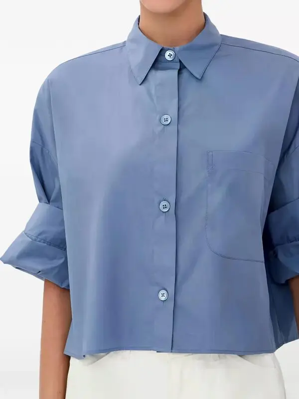TWP Cropped Button-up Shirt - Blue