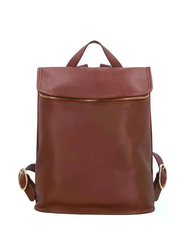 Longchamp Medium Le Foulonné Leather Backpack - Brown