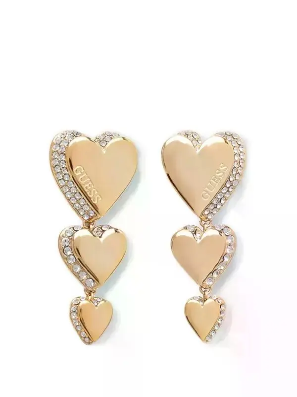 Guess Heart Embellishment Drop Earrings - Gold