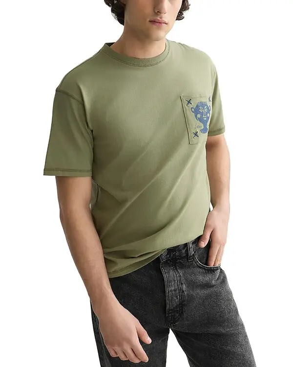 Scotch & Soda Chest Graphic Pocket T-shirt - Oil Green