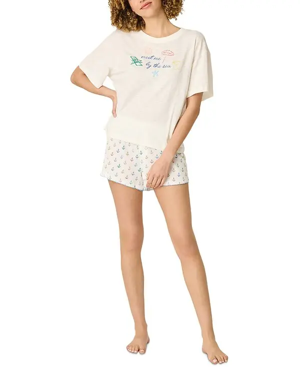 PJ Salvage Tee Meet Me The Seam Pajama Set - Ivory