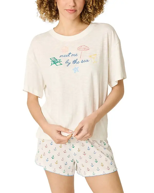 PJ Salvage Tee Meet Me The Seam Pajama Set - Ivory