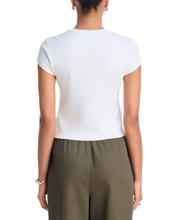 Alexander Wang Ribbed Knit Rhinestone Logo Crewneck Tee - White