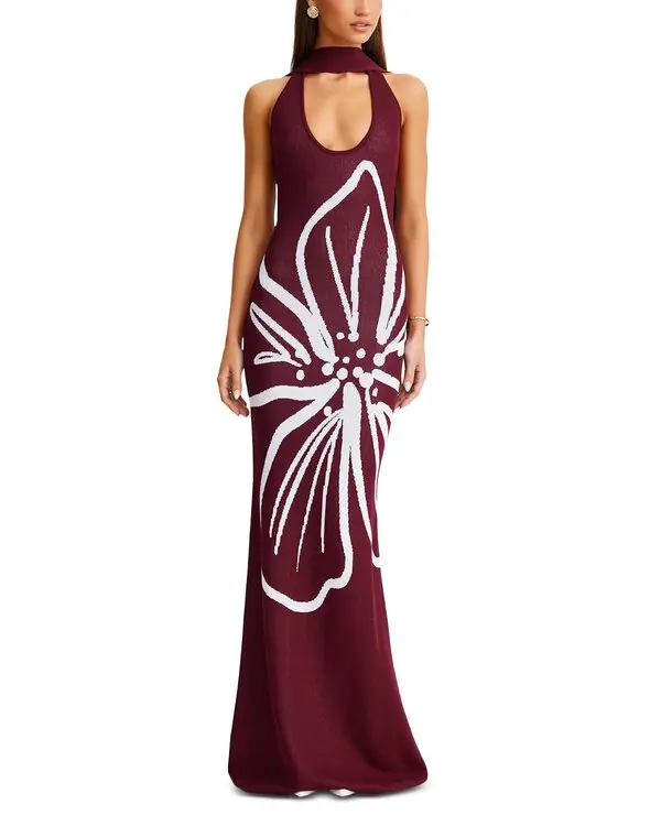 SNDYS. Jemima Halter Neck Maxi Dress