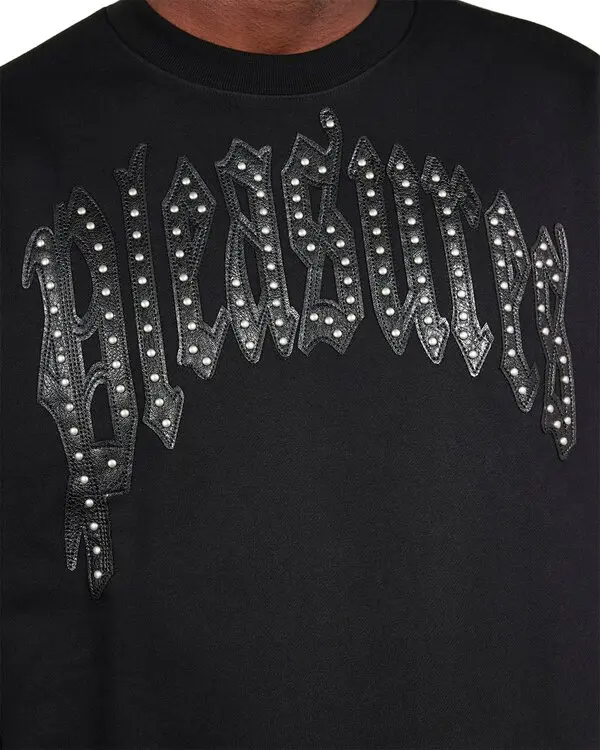 PLEASURES Stud Logo Crewneck T-shirt