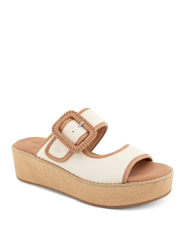 KENNETH COLE Vadylin Platform Sandals - Stone Leather