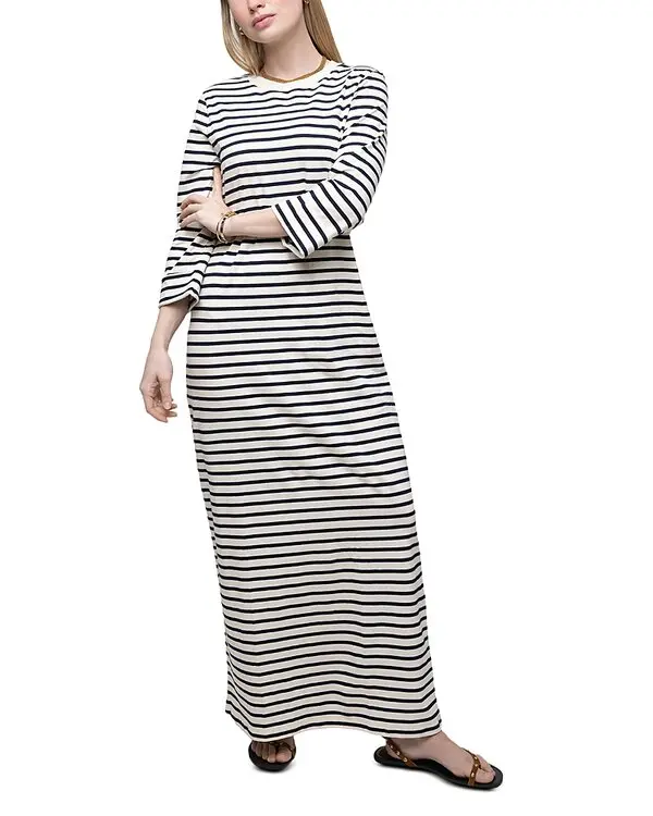 POINT Stripe Maxi Dress - Navy Cream