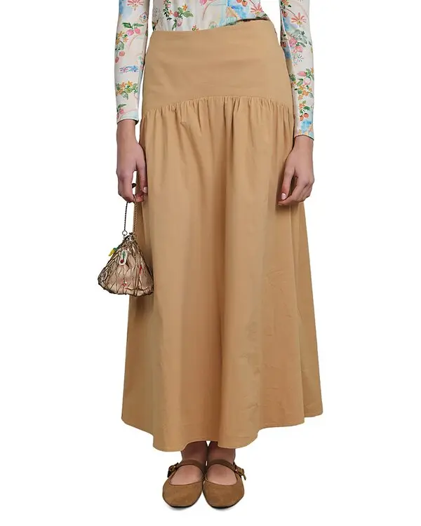 POINT Poplin Maxi Skirt - Iced Coffee