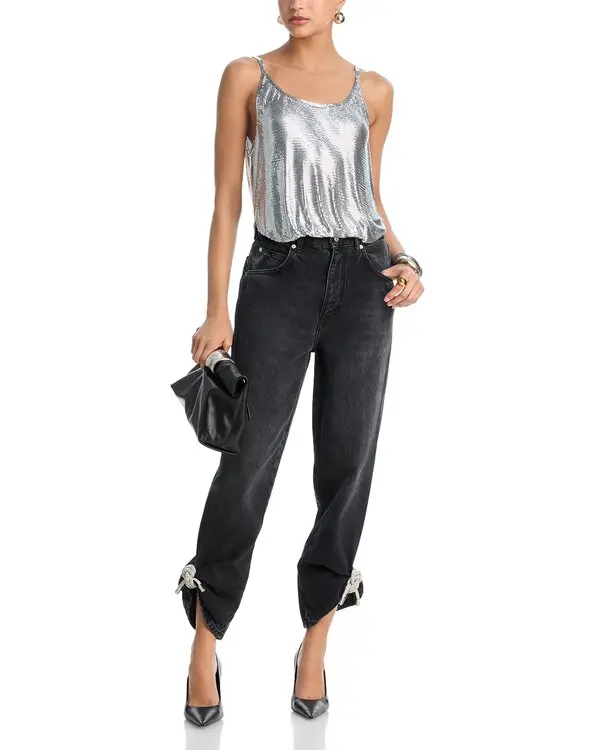 AREA Crystal Knot Denim Jeans - Black