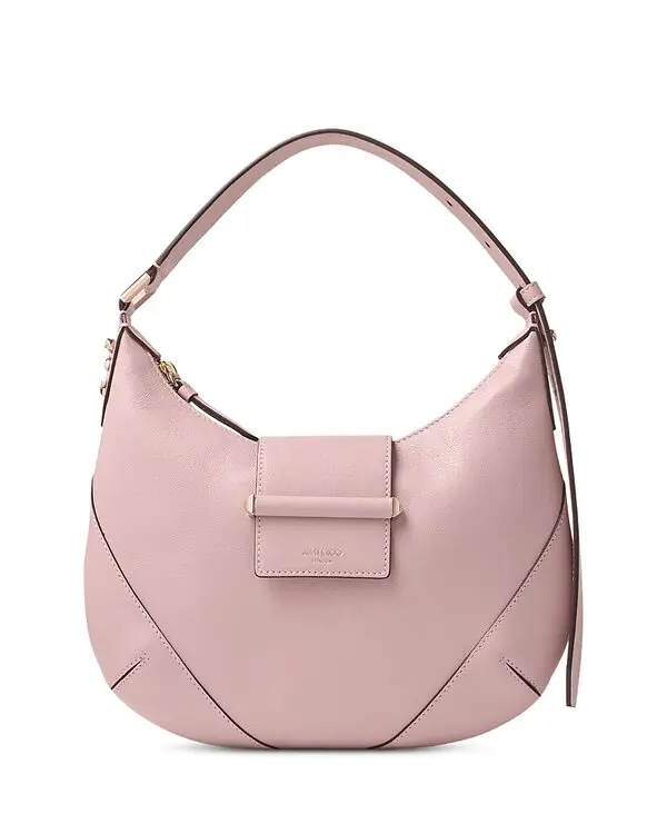 JIMMY CHOO Bar Hobo S Biker Leather Shoulder Bag - Rose
