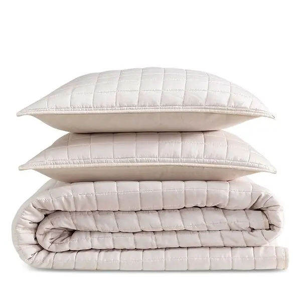 Calvin Klein Signature Solid Tencel 3 Piece Quilt Set, Queen - Sheer Pink