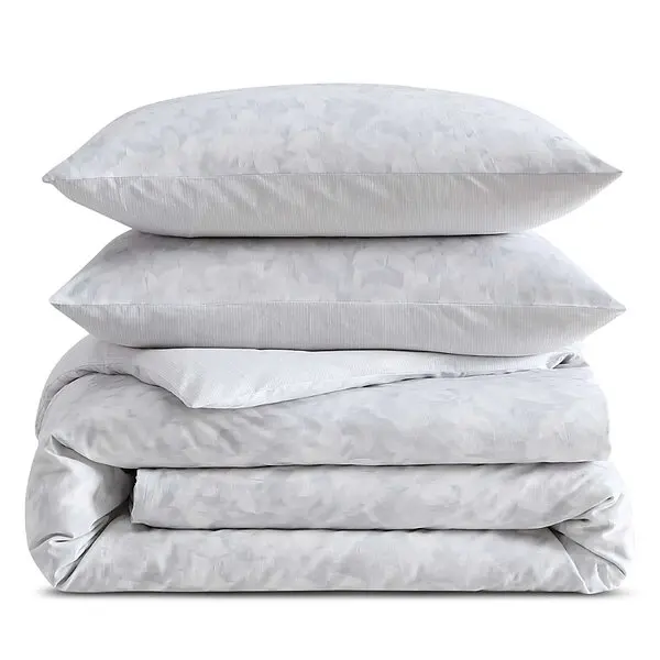 Vera Wang Nebulous Flower Cotton 3 Piece Duvet Cover Set, Queen - Pale Grey