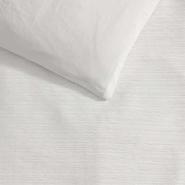 Vera Wang Crinkle Seersucker Solid 3 Piece Duvet Cover Set, King