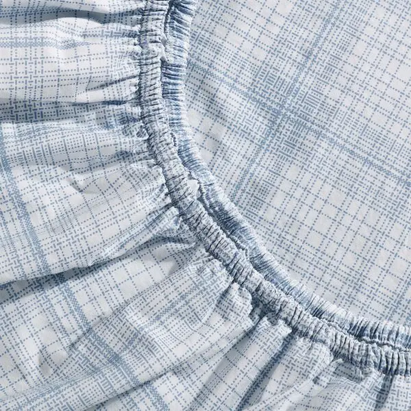 Calvin Klein Multi Grid Washed Cotton Percale 4 Piece Sheet Set, Queen