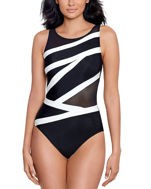 Miraclesuit Spectra Somer Pointe One Piece Swimsuit - Black/white
