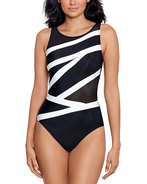 Miraclesuit Spectra Somer Pointe One Piece Swimsuit - Black/white