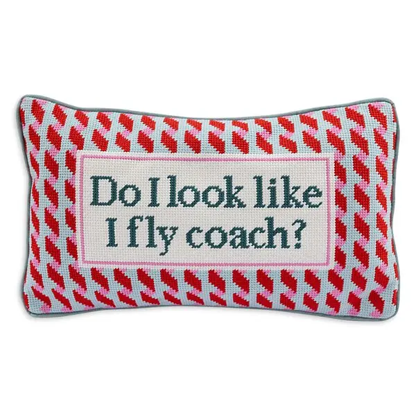 FURBISH Fly Coach Needlepoint Pillow, 15 X 9 - Teal