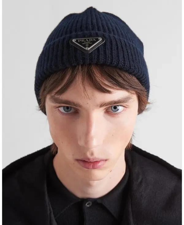 Prada Wool And Cashmere Beanie - Blue