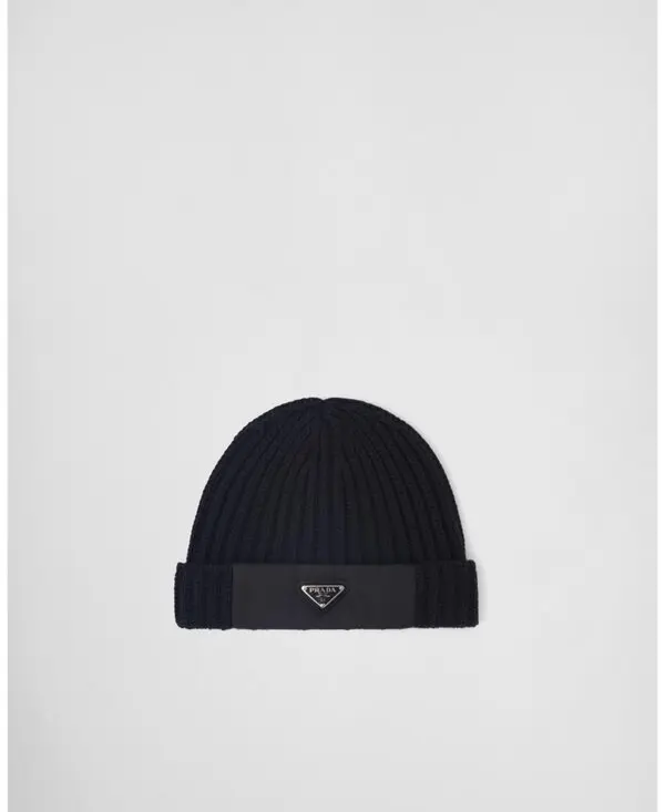 Prada Ribbed Wool Beanie