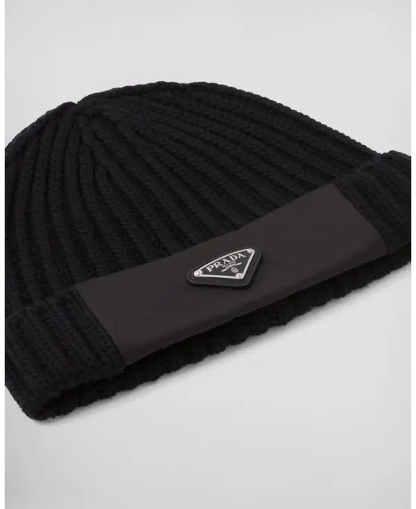 Prada Ribbed Wool Beanie