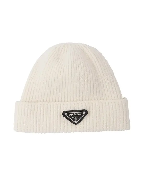 Prada Wool And Cashmere Beanie - White
