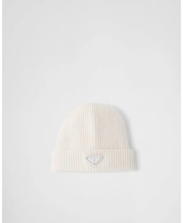 Prada Wool And Cashmere Beanie - White