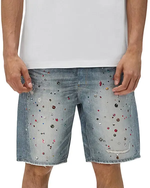 PURPLE BRAND Cyanine Jewel Denim Shorts - Light Indigo