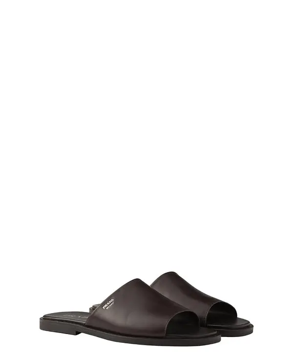 Prada Leather Slides - Brown