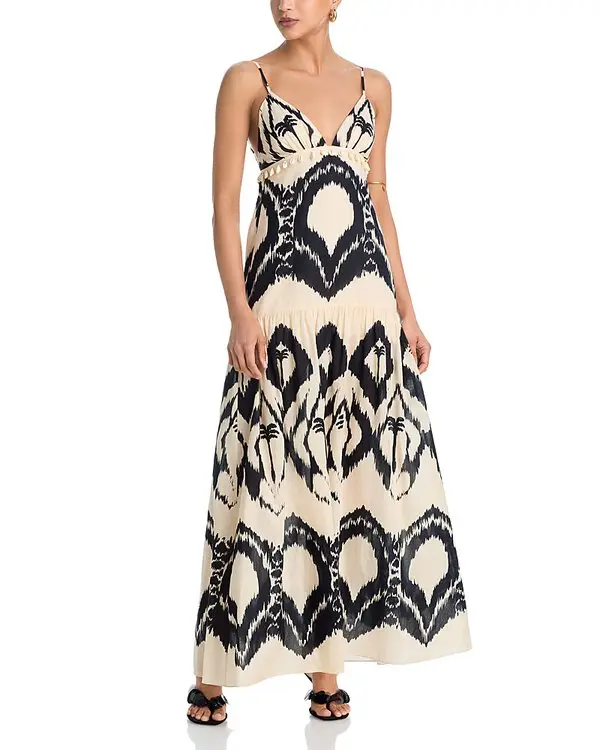 Johanna Ortiz Zea Palm Maxi Dress - Ecru Black