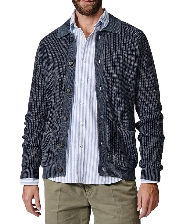AUBIN Martin Ribbed Collared Long Sleeve Cardigan