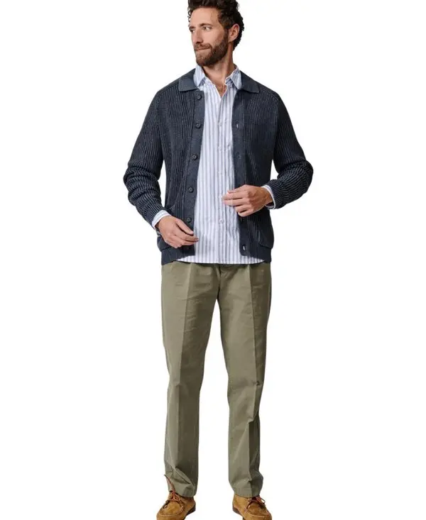 AUBIN Martin Ribbed Collared Long Sleeve Cardigan