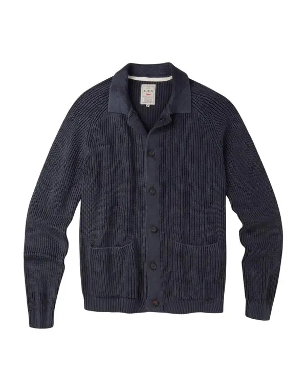 AUBIN Martin Ribbed Collared Long Sleeve Cardigan