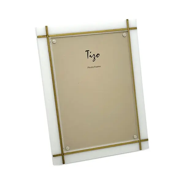 TIZO Solid White Lucite Picture Frame With Gold Inlay, 8 X 10 - No Color