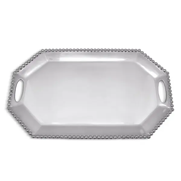 MARIPOSA Pearled Large Rectangular Tray - Silver