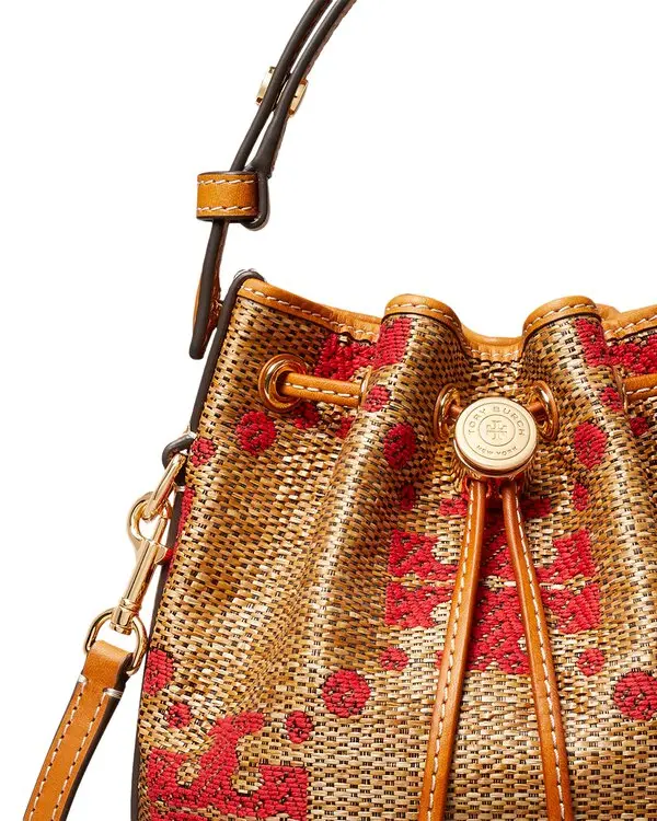 Tory Burch Romy T Monogram Straw Crossbody Bag - Natural