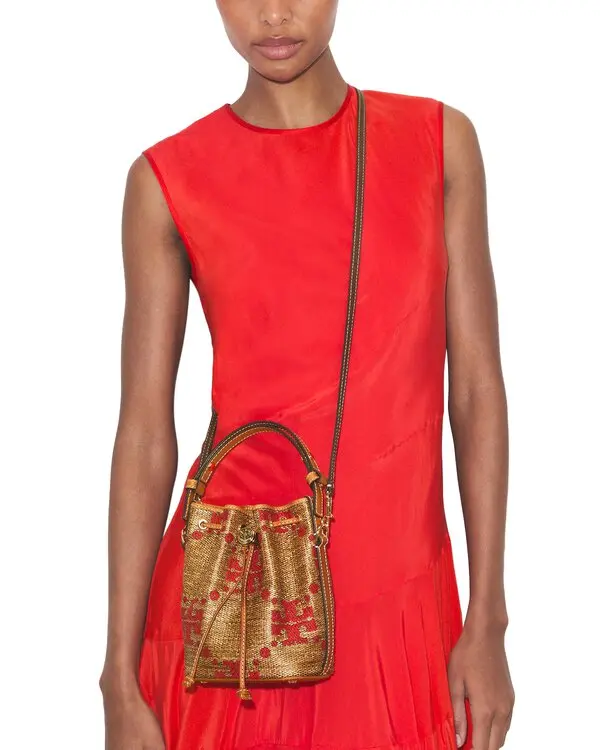 Tory Burch Romy T Monogram Straw Crossbody Bag - Natural
